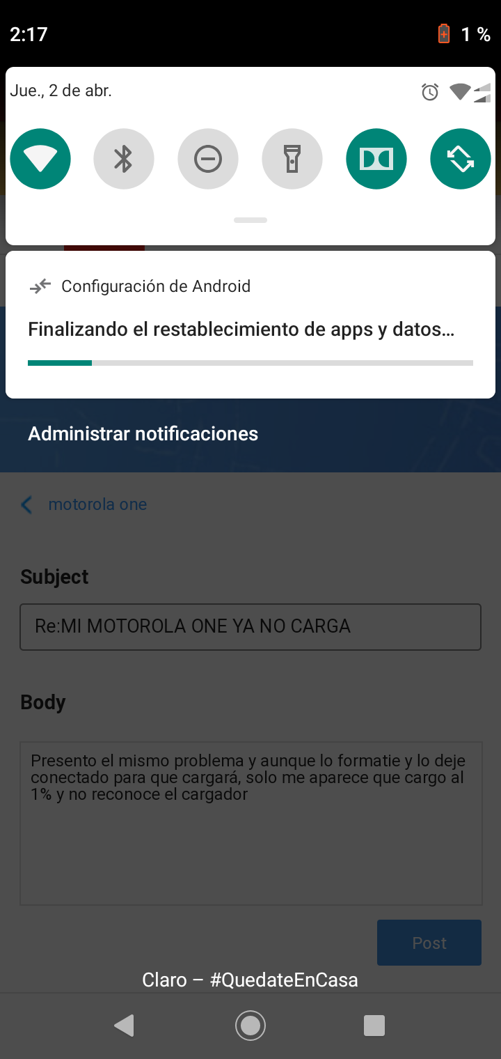 MI MOTOROLA ONE YA NO CARGA-Comunidad Motorola MI MOTOROLA ONE YA NO CARGA-Comunidad Motorola