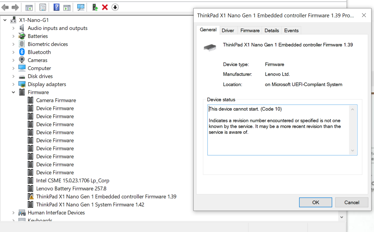 X1 Nano Embedded Controller Firmware update fails-English Community