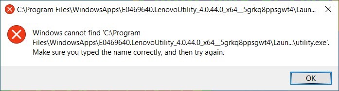 Error Message Windows Cannot Find C Program Files Utility Exe