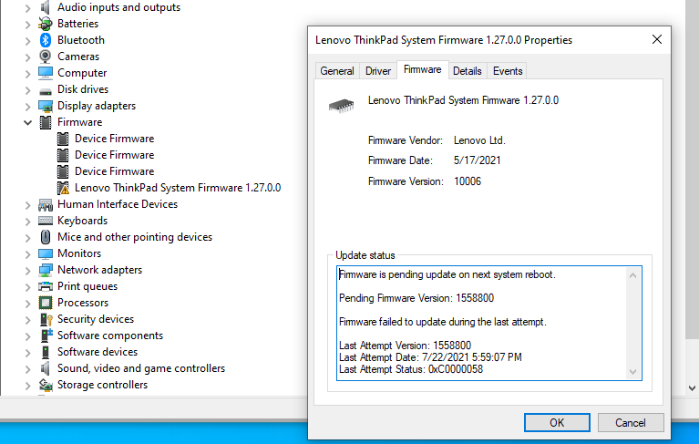 Lenovo firmware update 1.29.0.0 issues-English Community